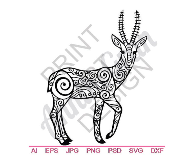 Tribal Gazelle - Svg, Dxf, Eps, Png, Jpg, Vector Art, Clipart, Cut File ...