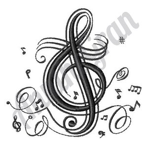 Treble Clef - Machine Embroidery Design, G-clef Embroidery Pattern ...