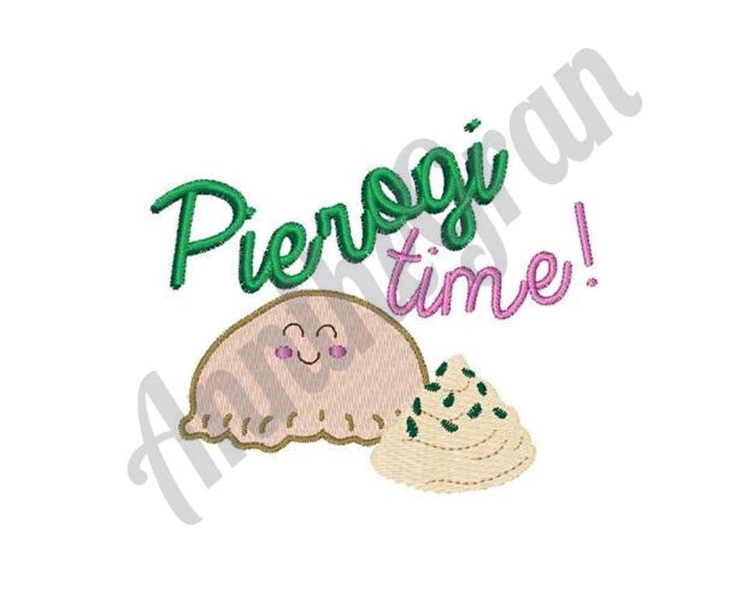 Pierogi Time Machine Embroidery Design, Filled Dumplings Embroidery ...