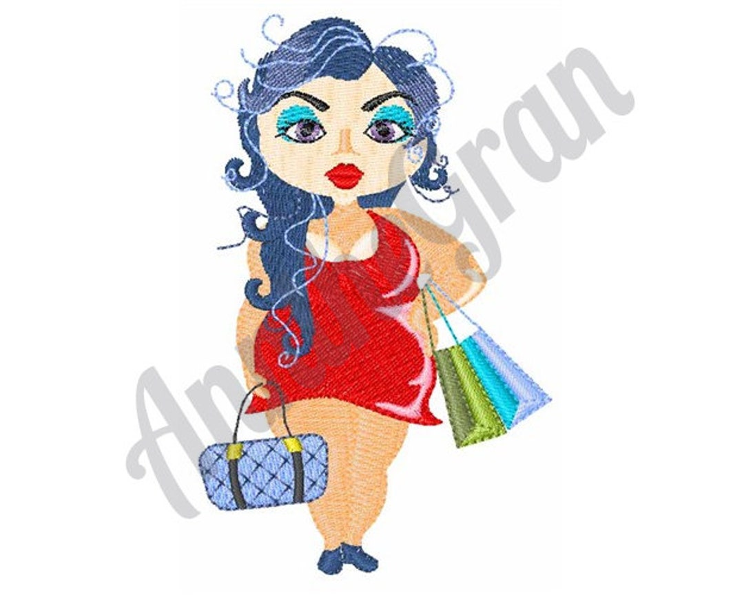Shopping Woman Embroidery Design. Machine Embroidery Design. Shopping ...
