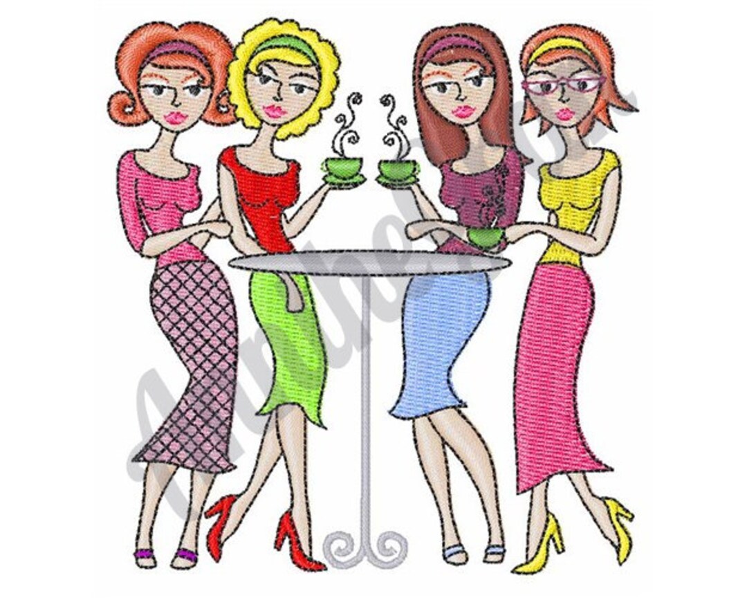Lady Friends - Machine Embroidery Design. Coffee Best Friends ...