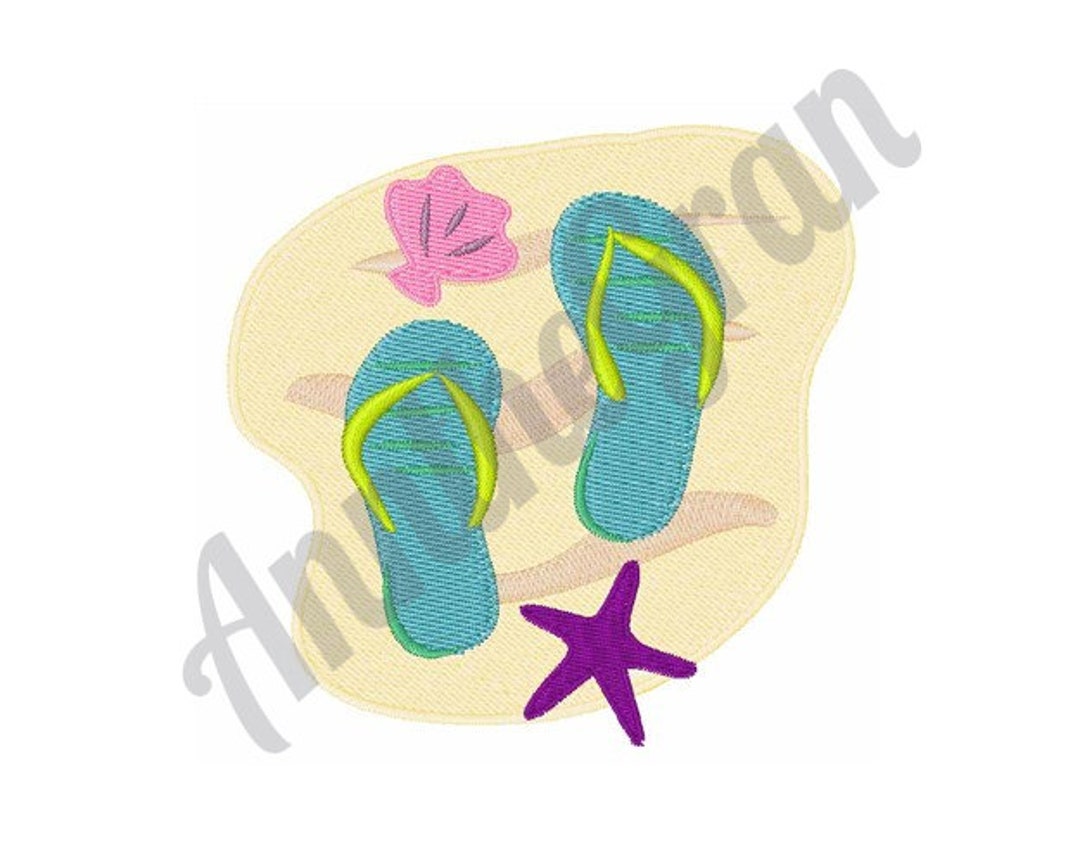 Flip Flops Embroidery Design. Beach Embroidery Design. Summer Vacation ...