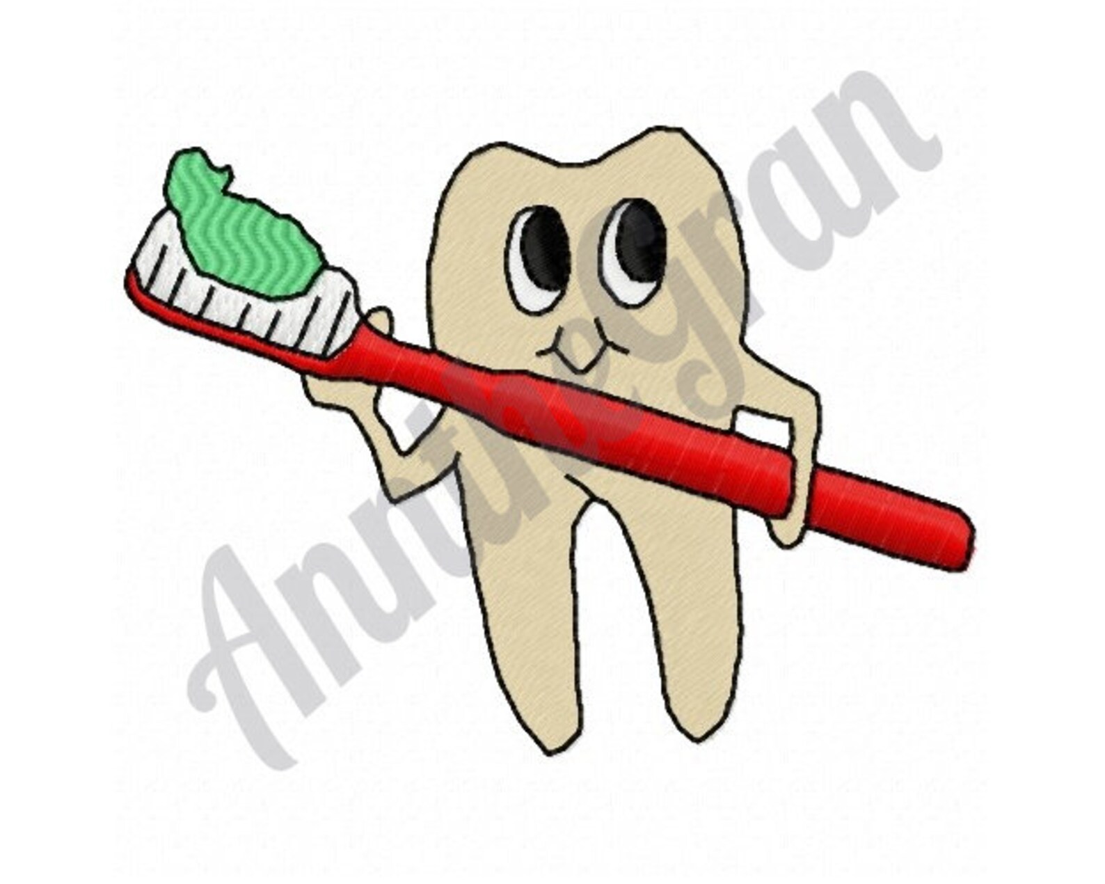 Tooth With Toothbrush Machine Embroidery Design | Etsy
