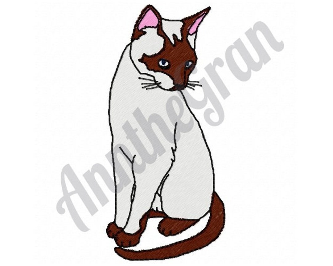 Siamese Cat Embroidery Design. Machine Embroidery Design. White Siamese ...