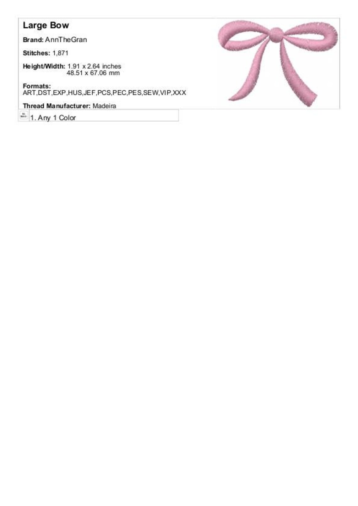 Pink Bow - Machine Embroidery Design - Etsy