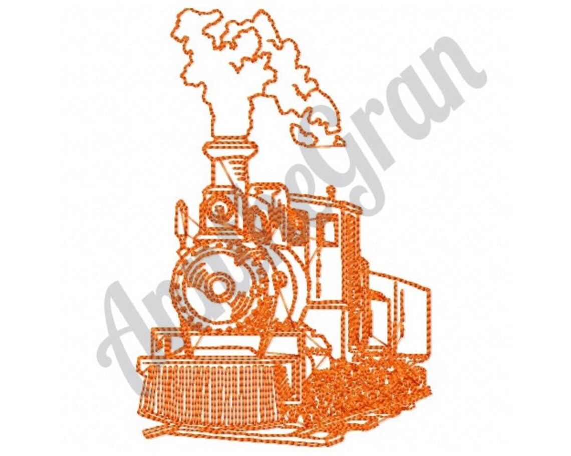 Steam Locomotive Pattern. Steam Engine Embroidery Design. - Etsy