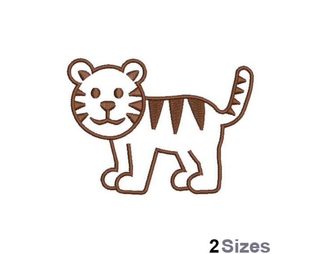 Cartoon Tiger Outline - Machine Embroidery Design - 2 Sizes, Baby Tiger ...