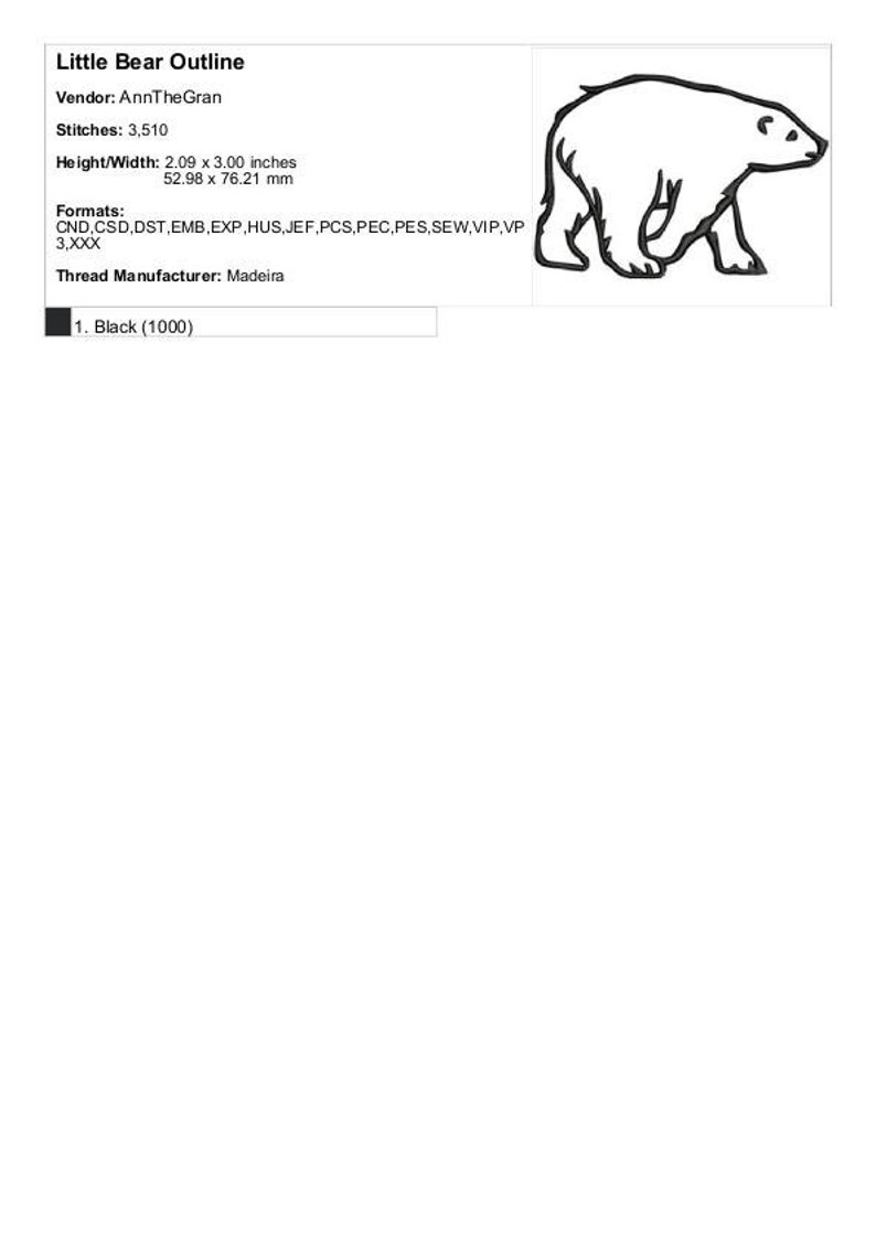 Bear Outline Machine Embroidery Design. Polar Bear Outline - Etsy