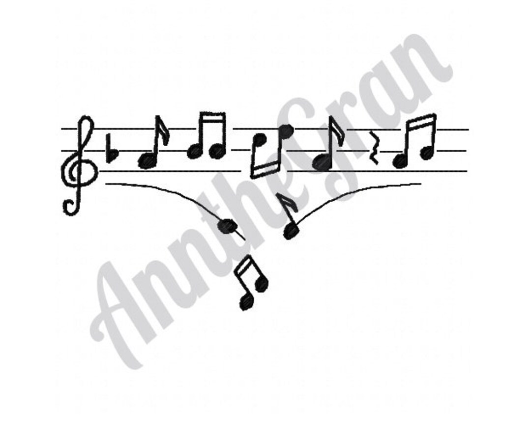 Staff Music Notes - Machine Embroidery Design. Musical Notes Embroidery ...