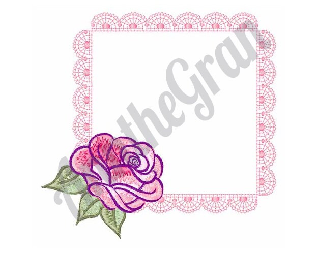 Lace Border Rose Machine Embroidery Design | Etsy