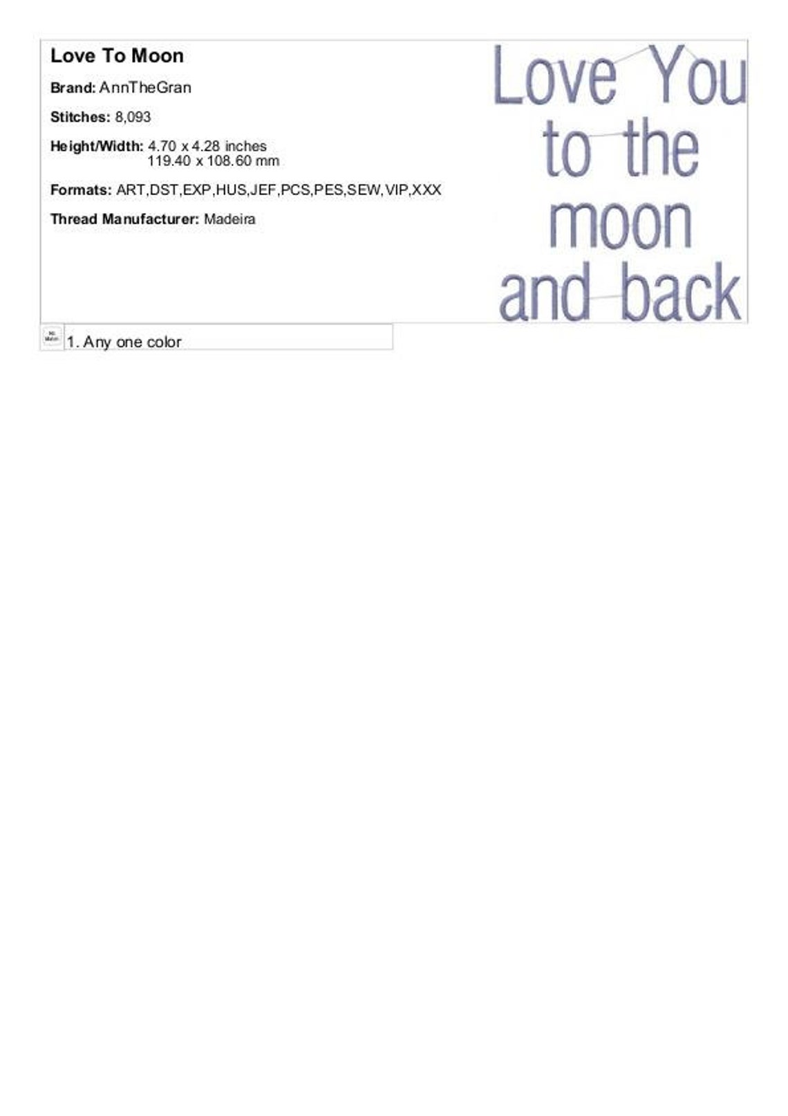 Love You to the Moon and Back Design. Love Saying Embroidery - Etsy