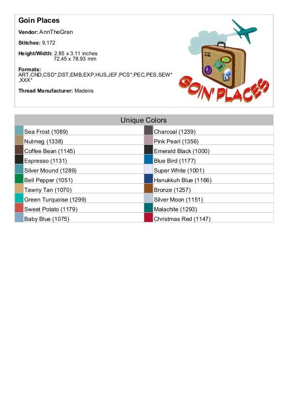 Goin Places Machine Embroidery Design. Travel Luggage - Etsy