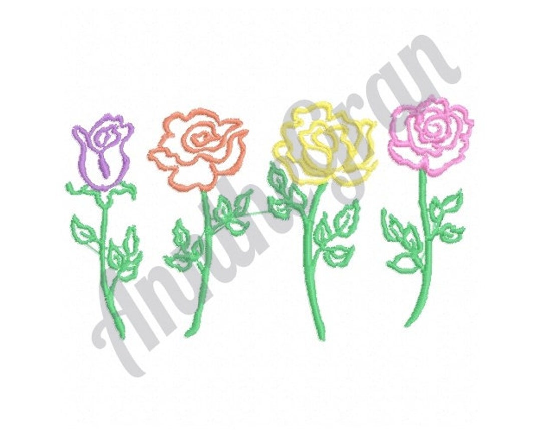 Roses Border Outline Embroidery Design. Machine Embroidery Design ...