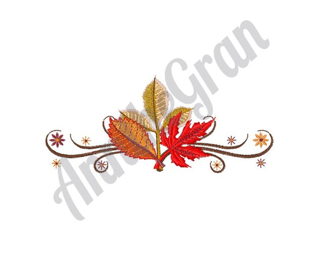 Autumn Leaves Embroidery Design. Leaf Embroidery Design. Border ...