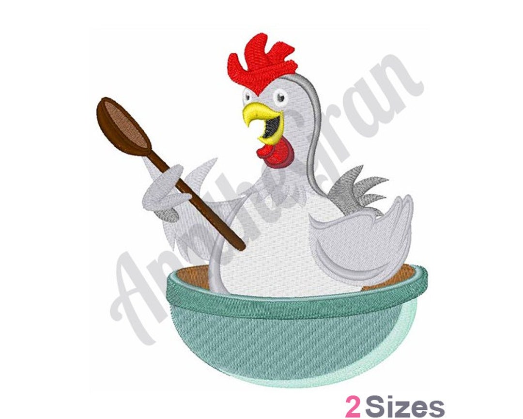 Chicken in Bowl Embroidery Design. Machine Embroidery Design. Cooking ...