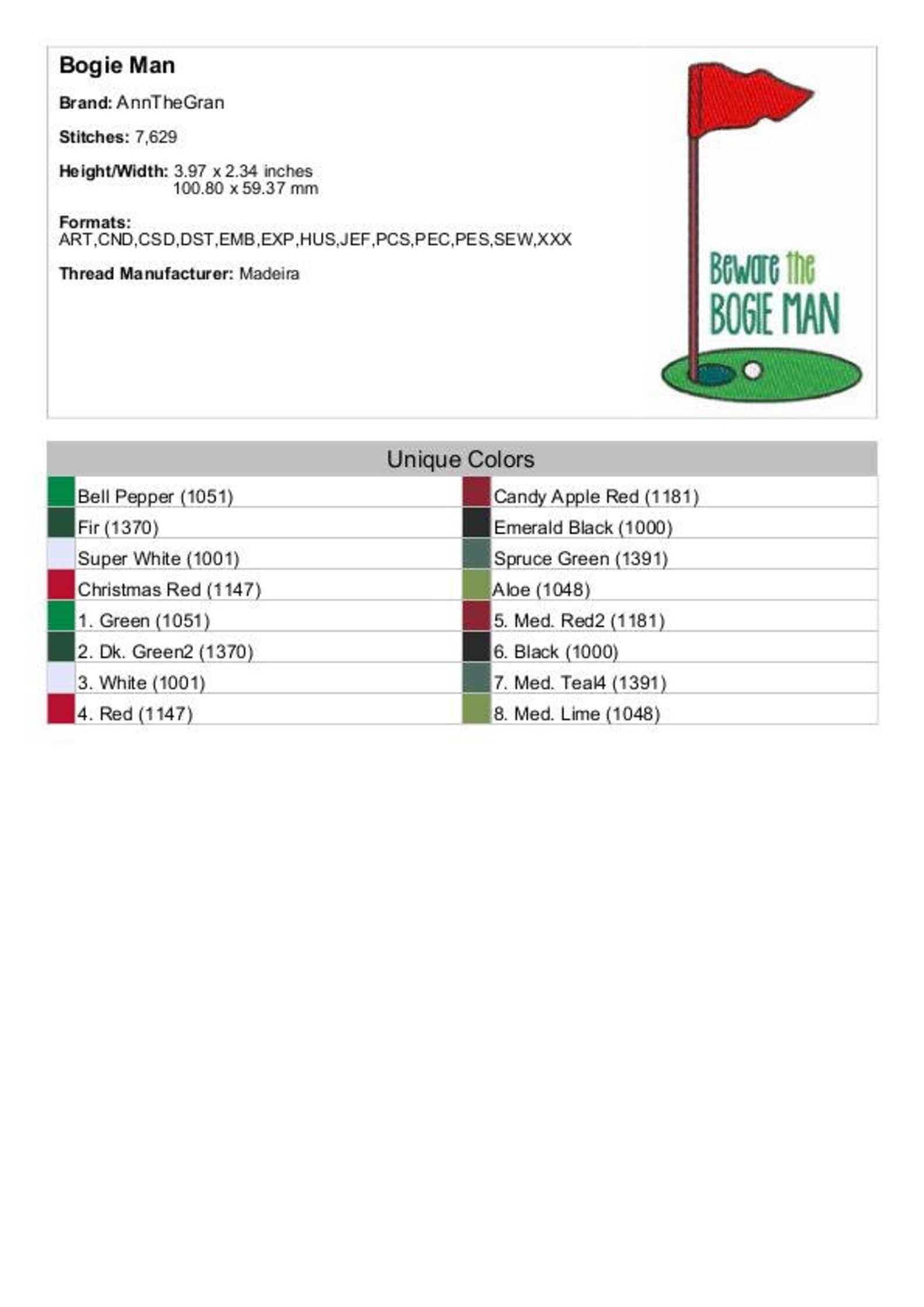 Golf Flag Bogey Embroidery Design. Machine Embroidery Design. - Etsy