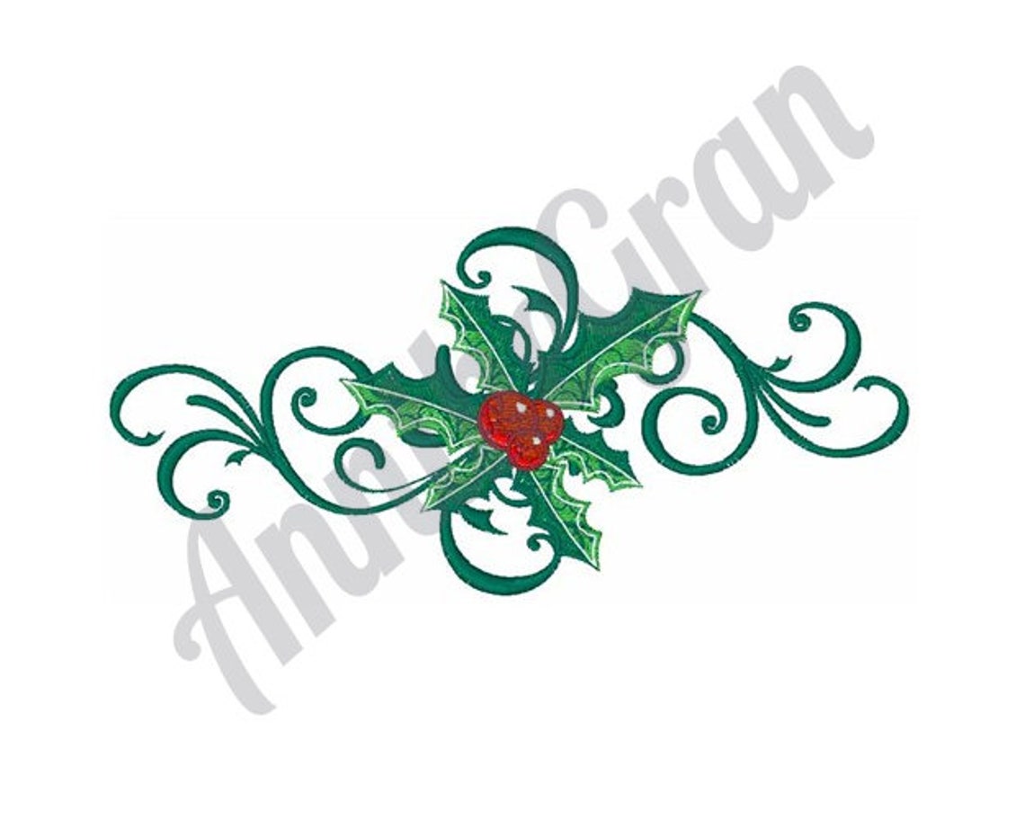 Christmas Holly Embroidery Design. Christmas Decoration - Etsy