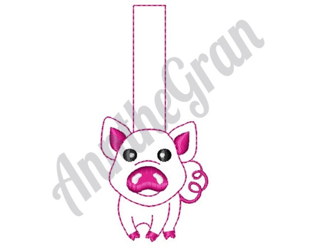 Pig Key Fob Applique - Machine Embroidery Design, Piglet Outline ...
