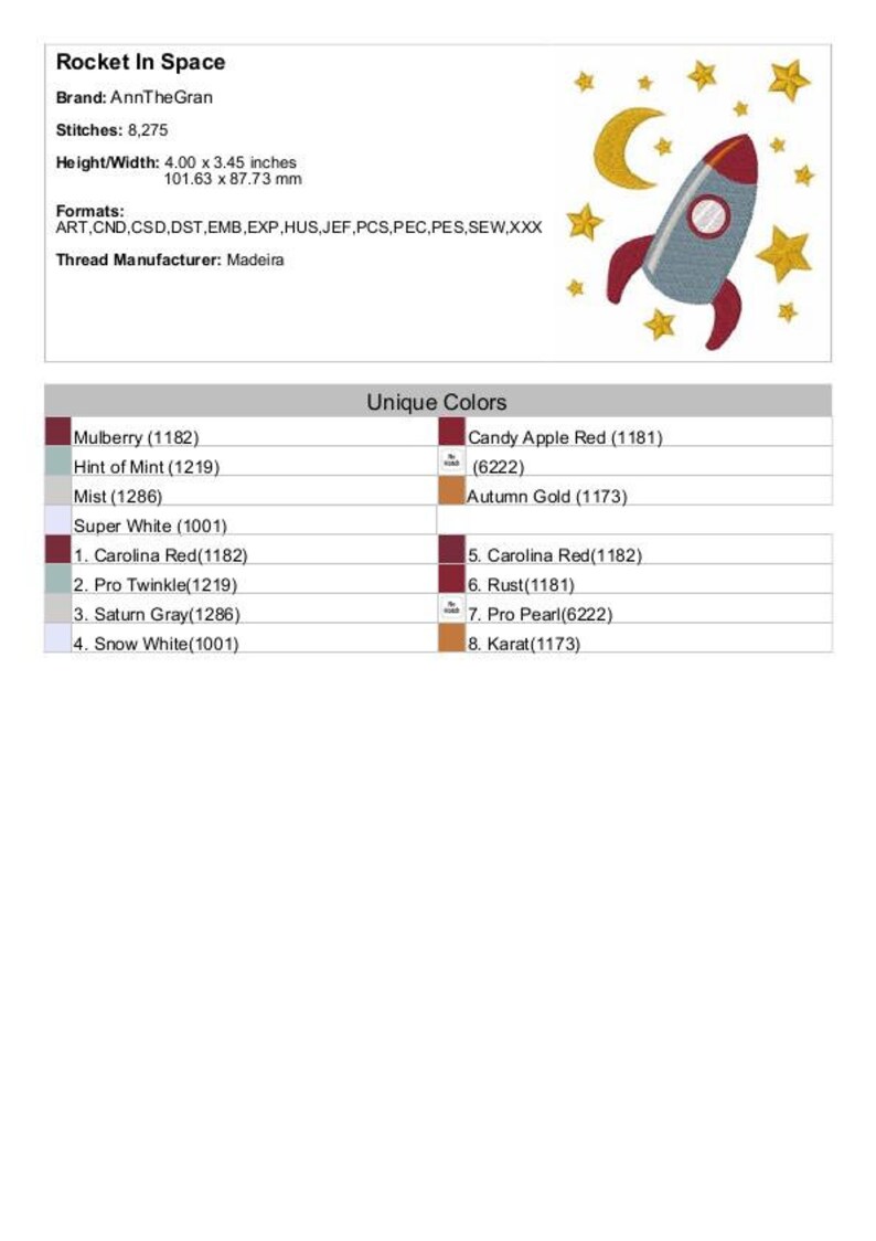 Toy Rocket Ship on Moon Embroidery Design. Machine Embroidery | Etsy