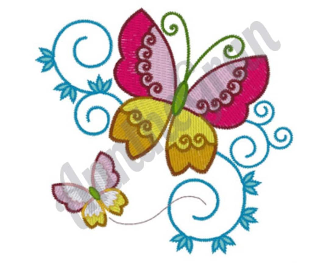 Flying Butterflies Embroidery Design. Machine Embroidery Design ...