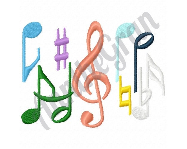 Musical Notes Embroidery Design. Machine Embroidery Design. - Etsy