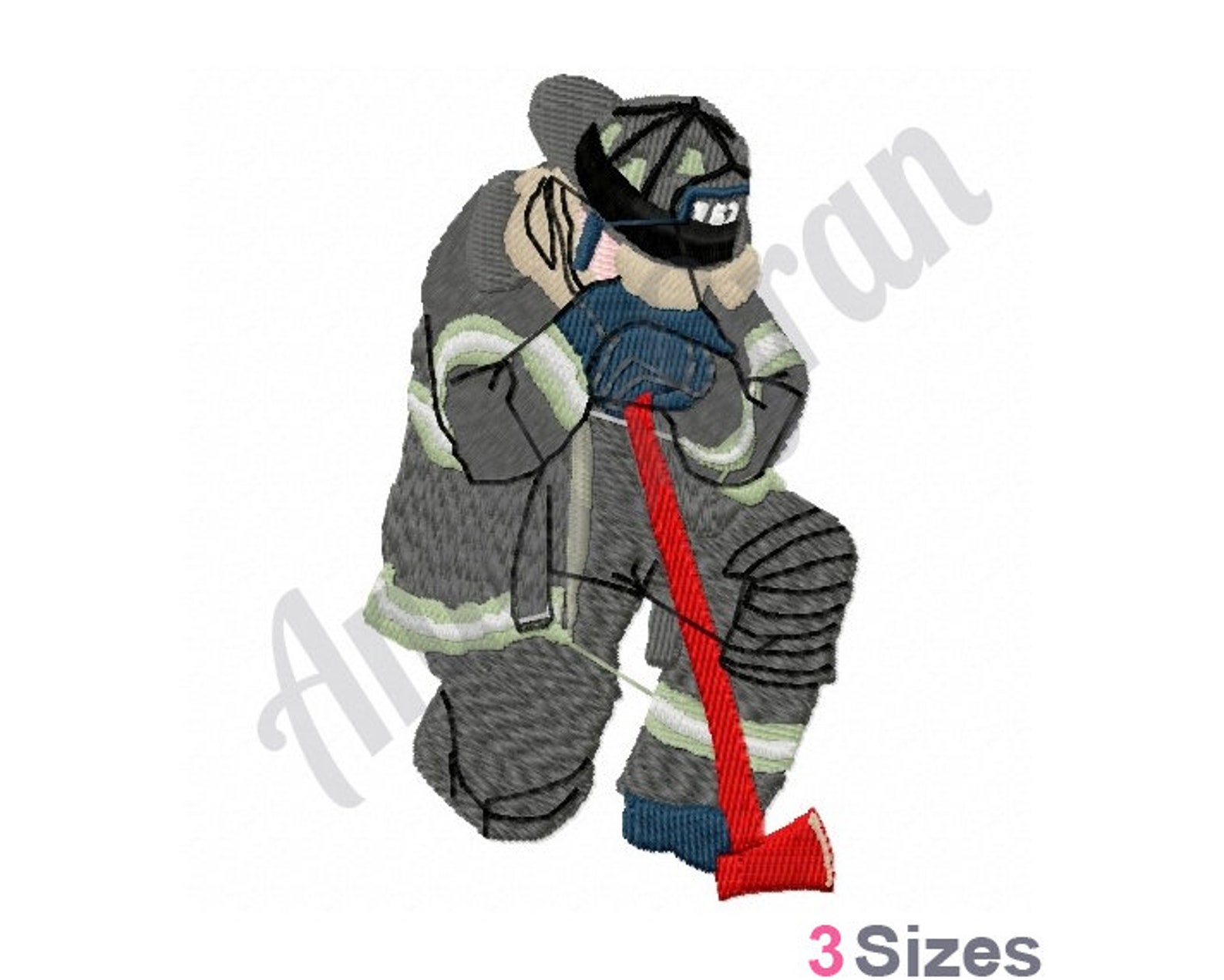 Fireman With Axe Embroidery Design. Machine Embroidery Design ...