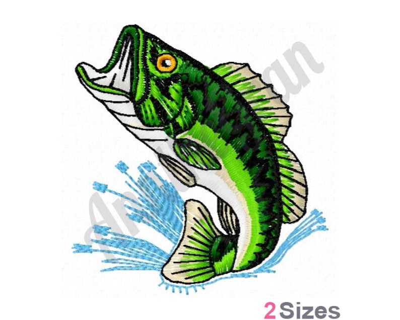 Bass Embroidery Design. Machine Embroidery Design. Fishing | Etsy
