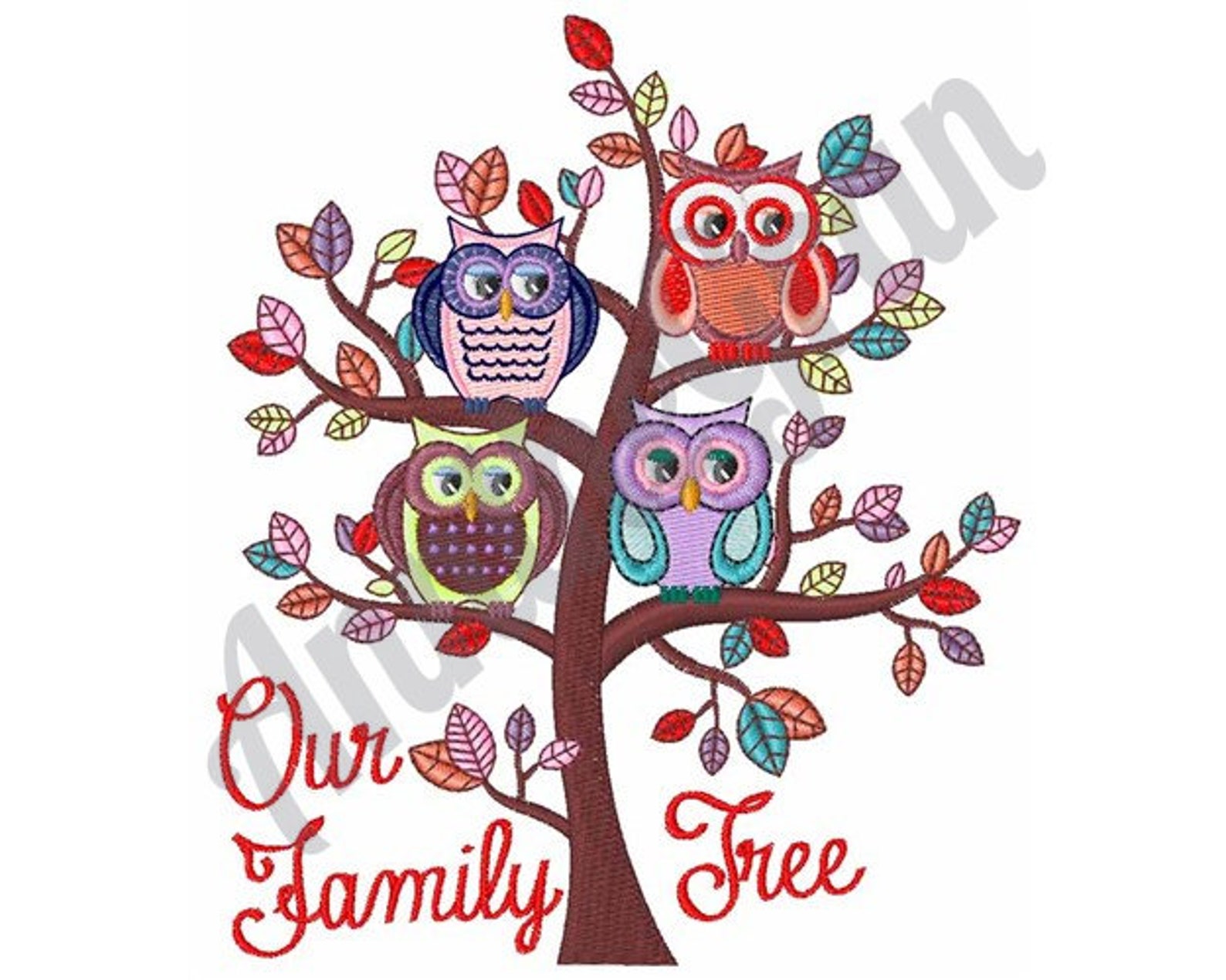 Owl Family Tree Machine Embroidery Design - Etsy