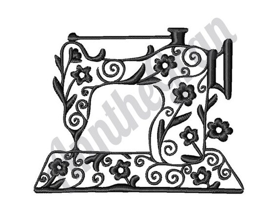 Vintage Sewing Machine Machine Embroidery Design. Floral | Etsy