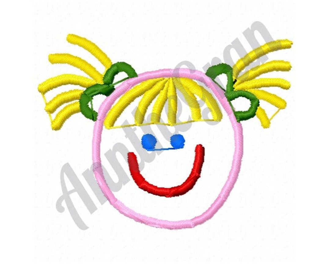 Stick Figure Girl Embroidery Design. Stick Embroidery Design. Girl ...