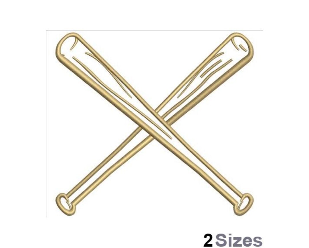 Crossed Baseball Bats Outline - Machine Embroidery Design - 2 Sizes ...
