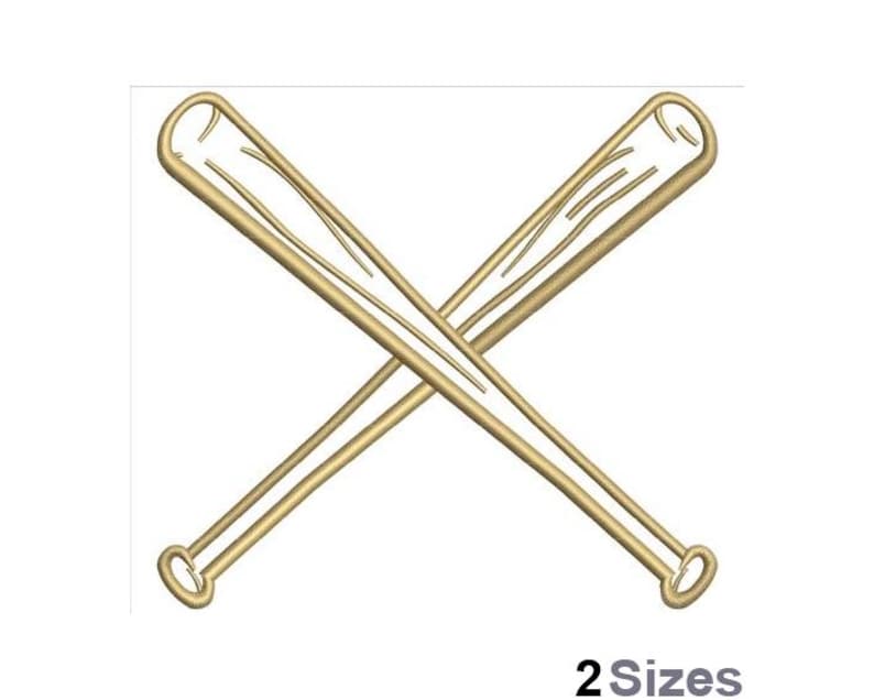 Crossed Baseball Bats Outline - Machine Embroidery Design - 2 Sizes ...