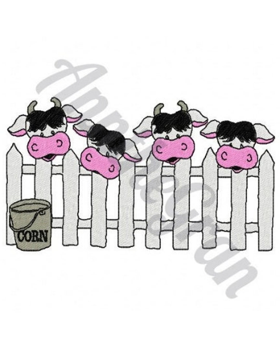 Farm Cows at Fence Embroidery Design. Machine Embroidery Design. Cow ...