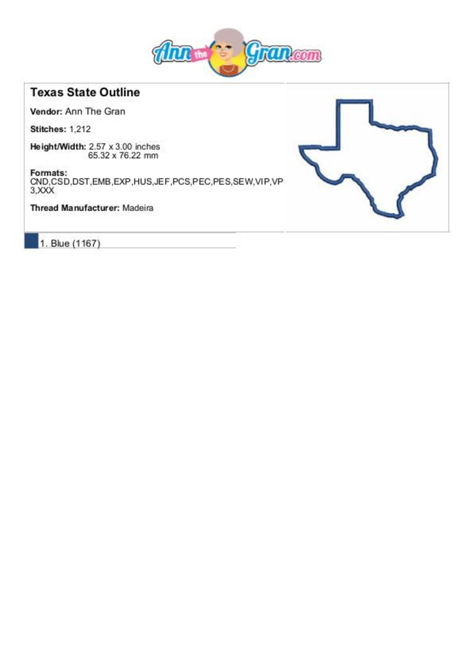 Texas State Outline - Machine Embroidery Design - 2 Sizes, Texas Map ...