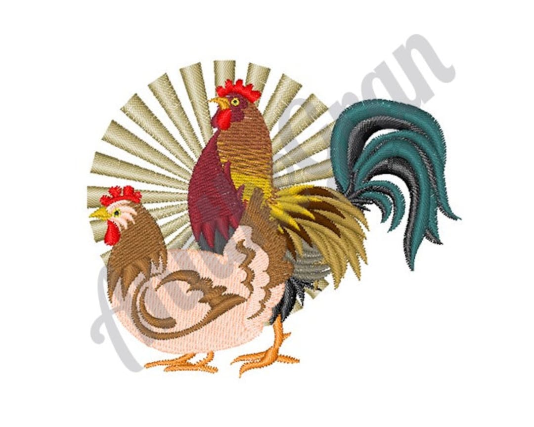 Hen & Rooster Embroidery Design. Machine Embroidery Design. Chicken ...