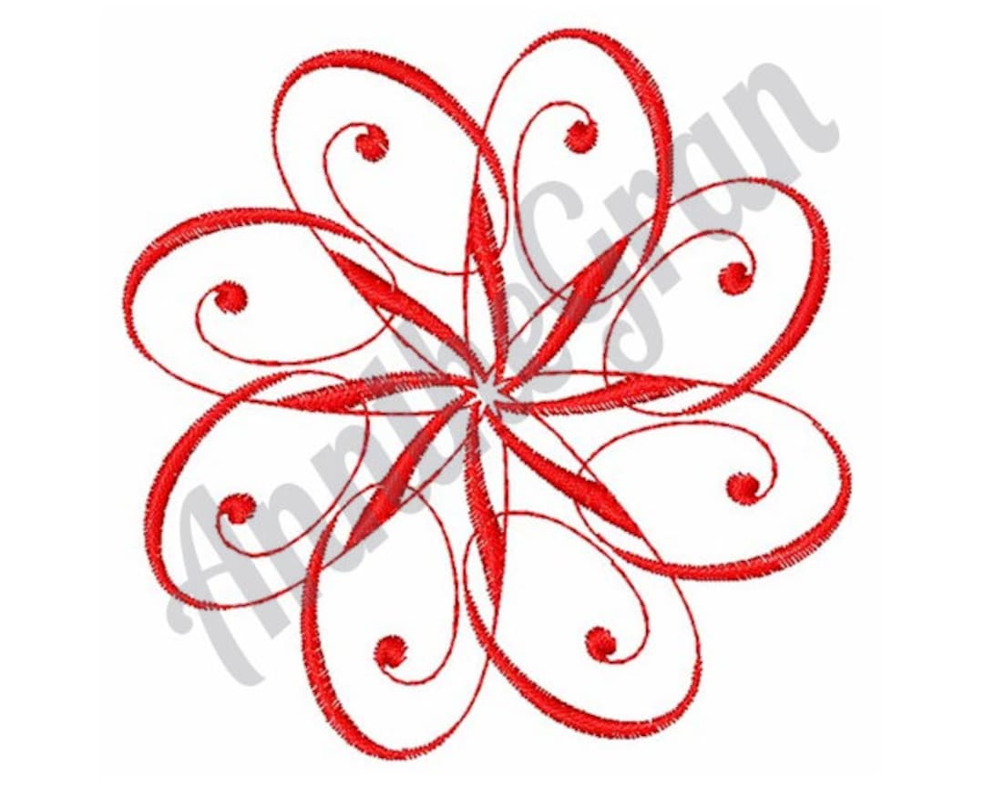 Swirly Floral Shape Machine Embroidery Design, Swirl Flower Embroidery ...