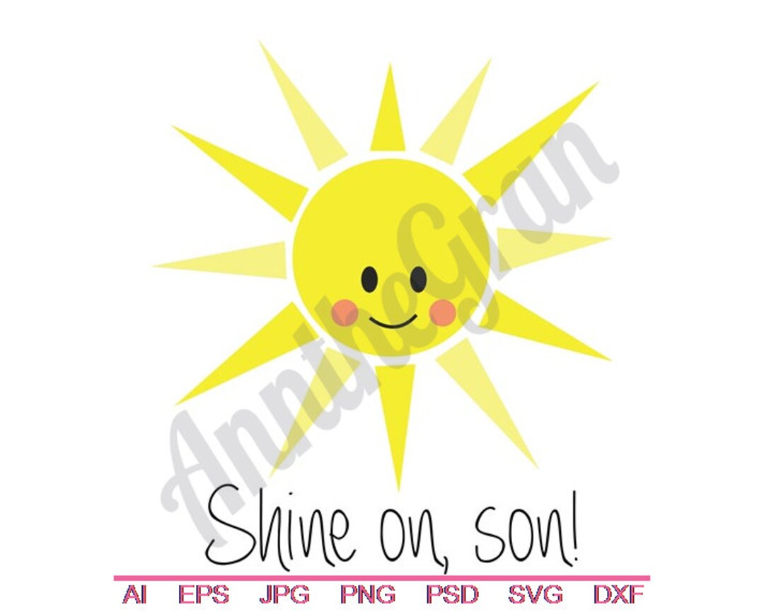 Smiling Sun Svg, Dxf, Eps, Png, Jpg, Vector Art, Clipart, Cut File ...
