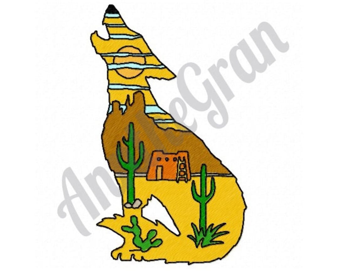 Howling Coyote Embroidery Design. Machine Embroidery Design. Arizona ...