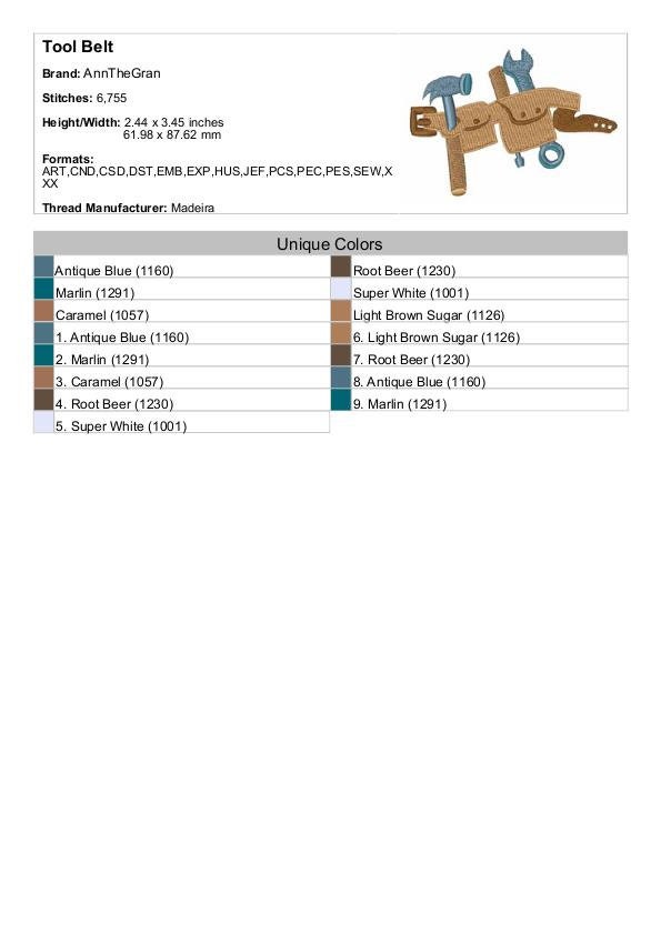 Tool Belt Embroidery Design. Machine Embroidery Design. Tool | Etsy