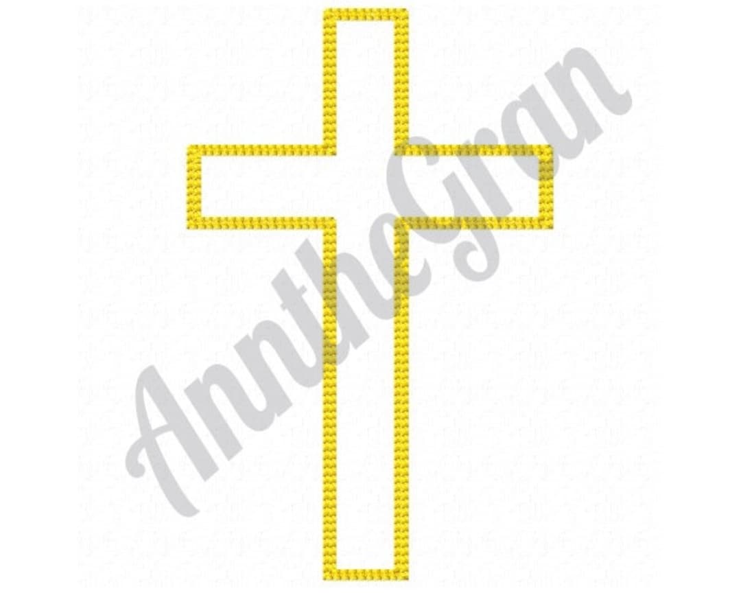 Cross Outline Embroidery Design. Applique Embroidery Design. Machine ...