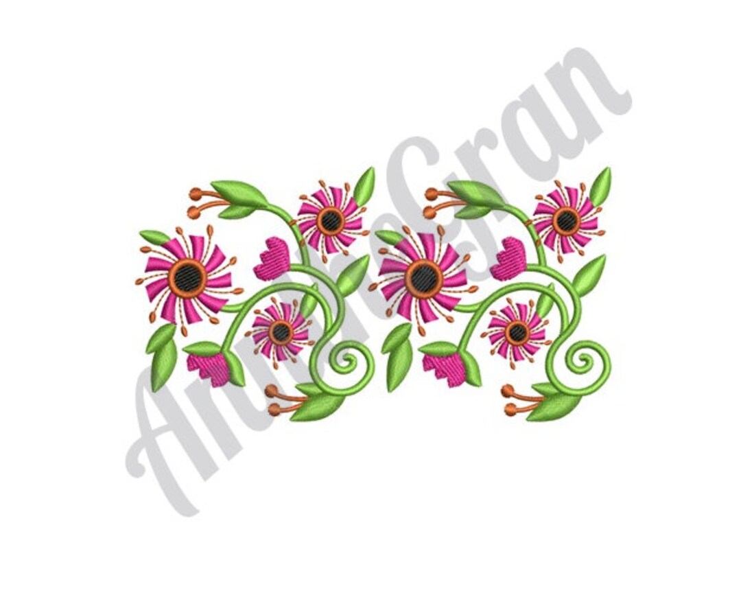 Flower Border - Machine Embroidery Design, Floral Arrangement ...