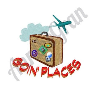 Goin Places - Machine Embroidery Design. Travel Luggage Embroidery ...