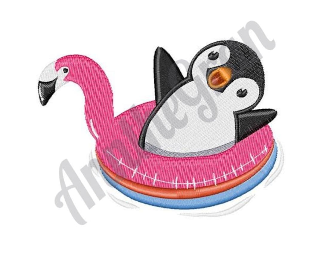 Penguin in Swim Float - Machine Embroidery Design, Flamingo Pool Float ...
