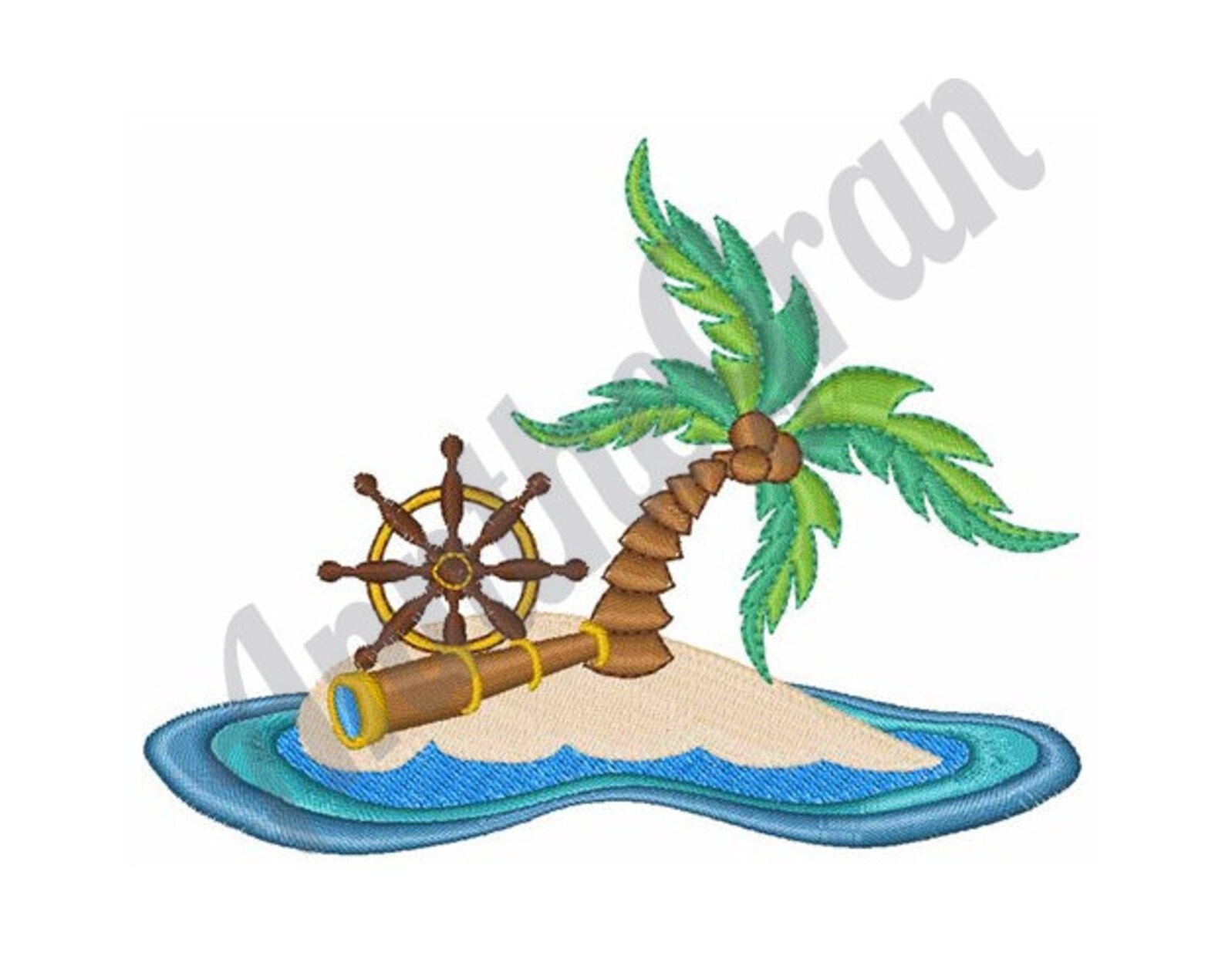 Pirate Island Embroidery Design. Machine Embroidery Design. Palm Tree ...