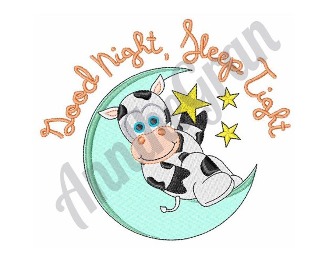 Baby Cow on Moon Embroidery Design. Machine Embroidery Design. - Etsy