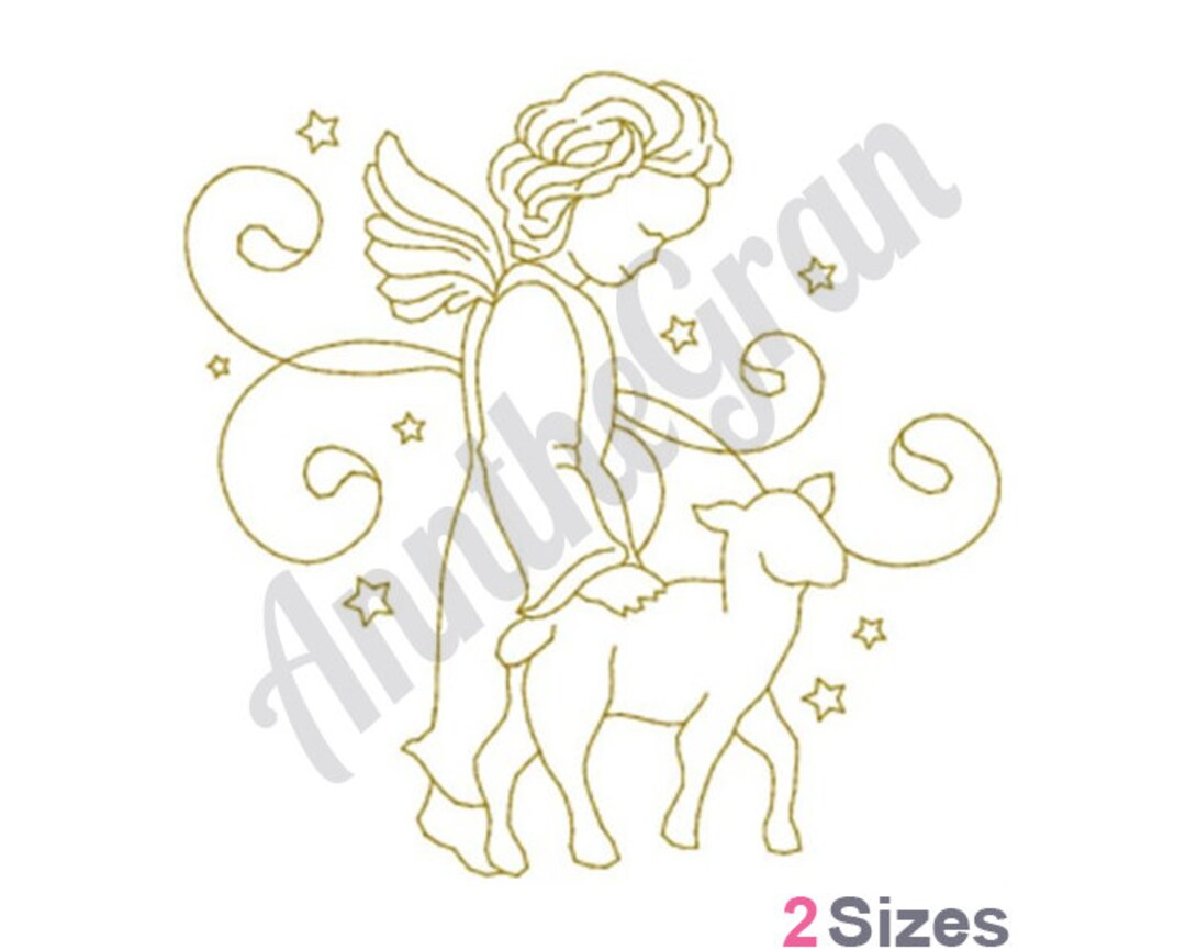 Angel and Baby Sheep Embroidery Design. Machine Embroidery Design. Baby ...