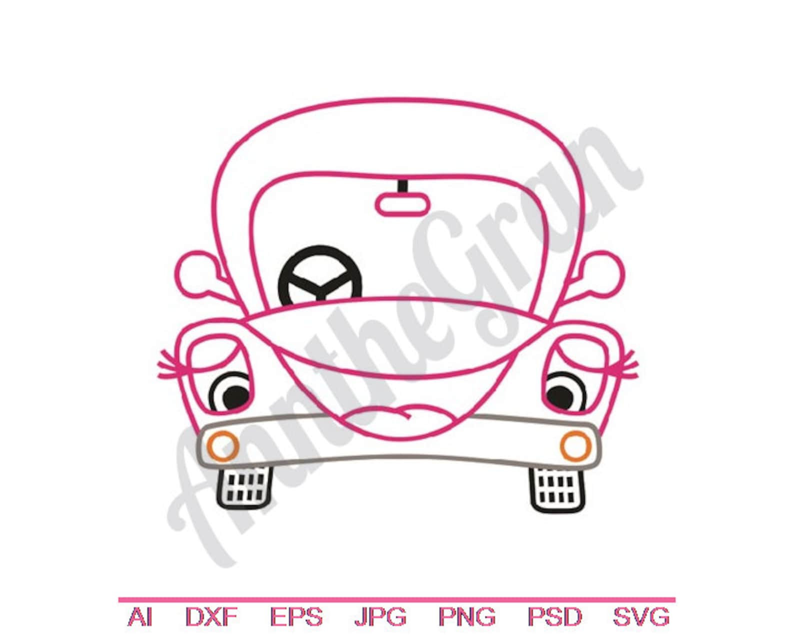 Cartoon Car Outline Svg Dxf Eps Png Jpg Vector Art | Etsy