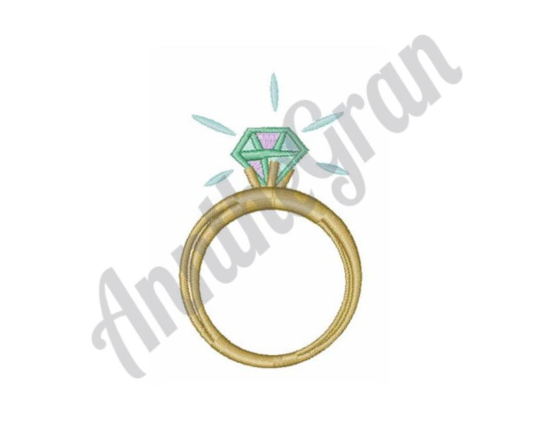 Diamond Engagement Ring - Machine Embroidery Design - Etsy
