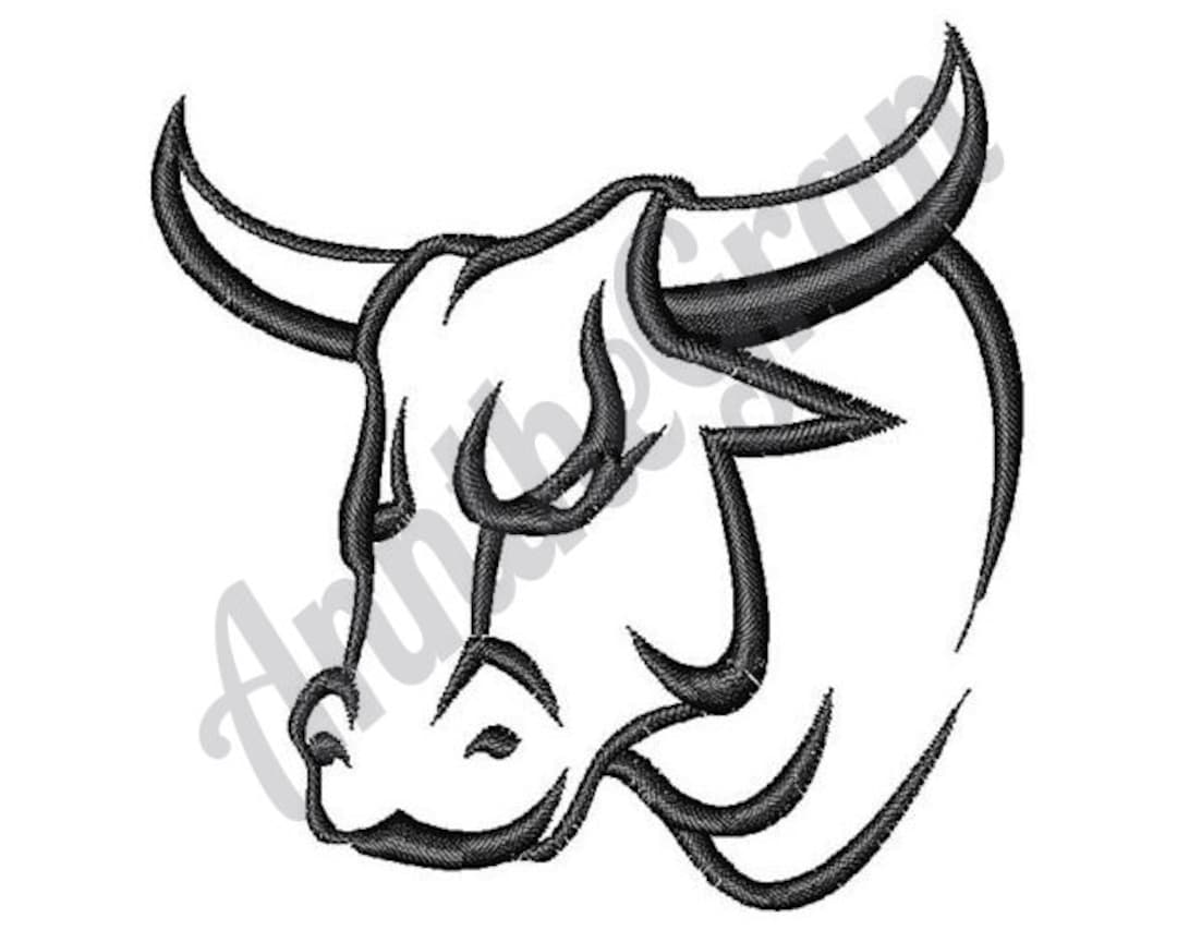 Bull Head Outline Machine Embroidery Design, Bull Head Silhouette ...