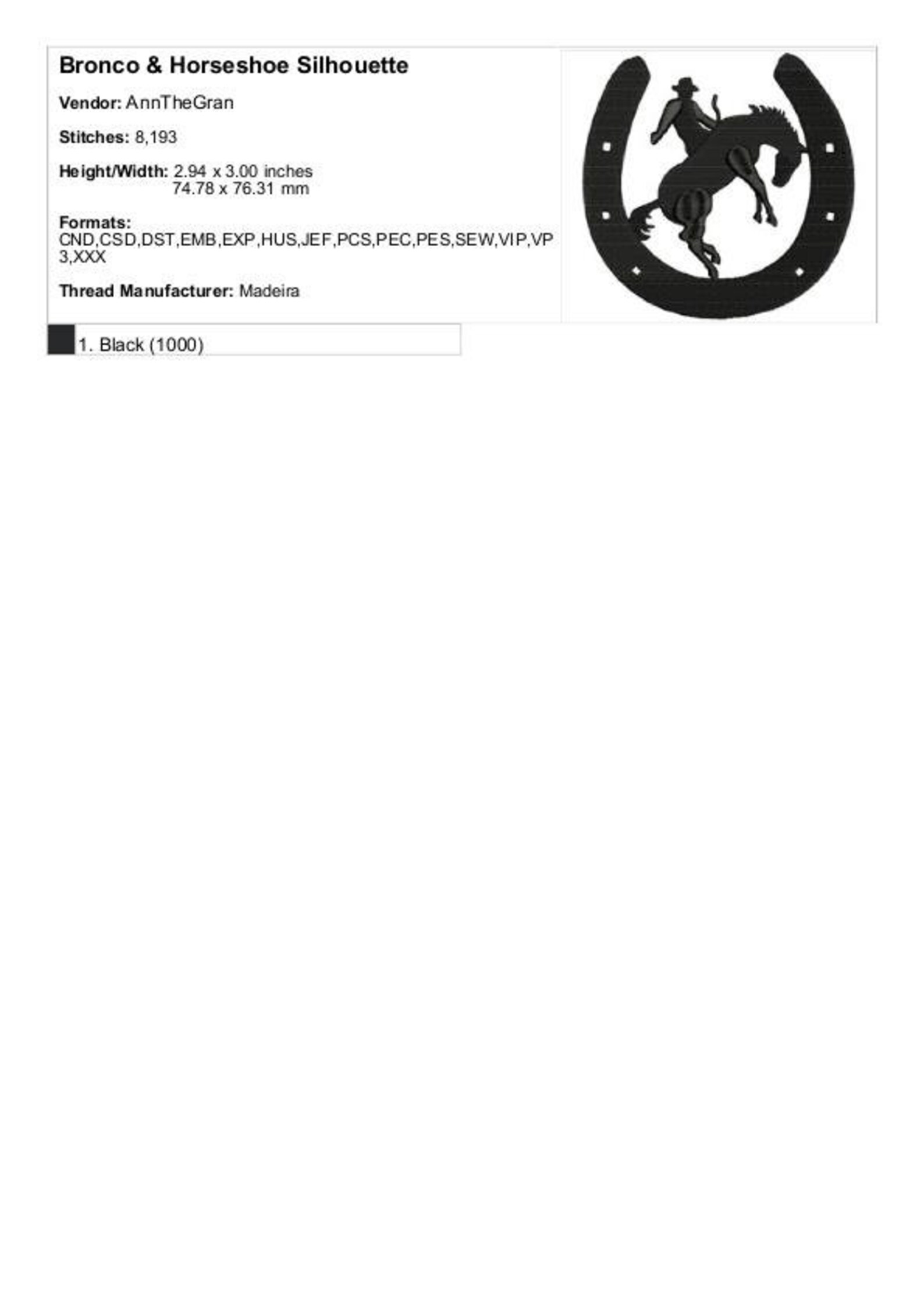 Bronco - Machine Embroidery Design. Horseshoe Silhouette Embroidery ...